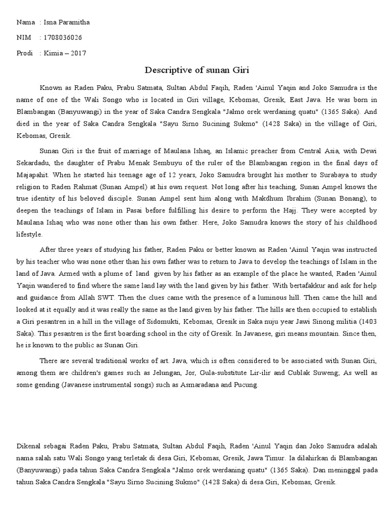Descriptive of Sunan Giri | PDF | Java | Indonesia