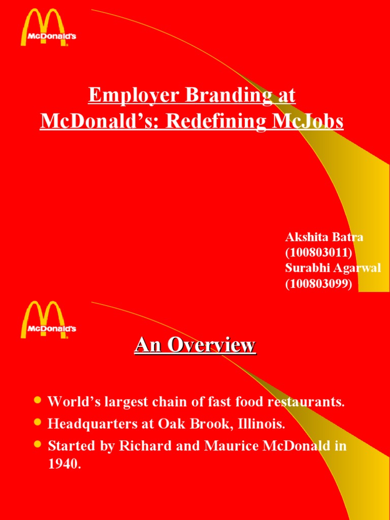 Employer Branding at Mcdonald'S: Redefining Mcjobs: Akshita Batra ...