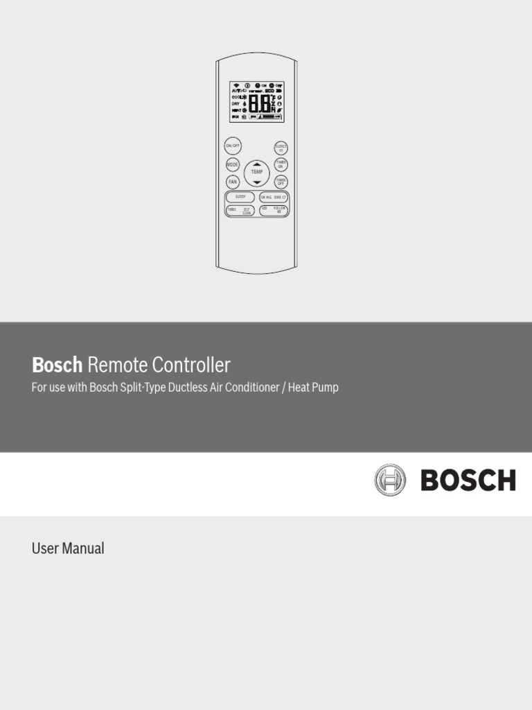 Bosch Remote Controller: User Manual | PDF | Air Conditioning | Remote ...