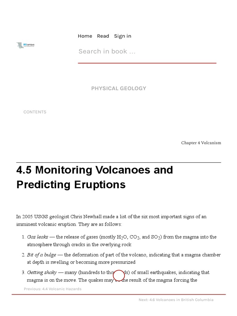 4.5 Monitoring Volcanoes and Predicting Eruptions - Physical Geology | PDF | Volcano | Types Of ...