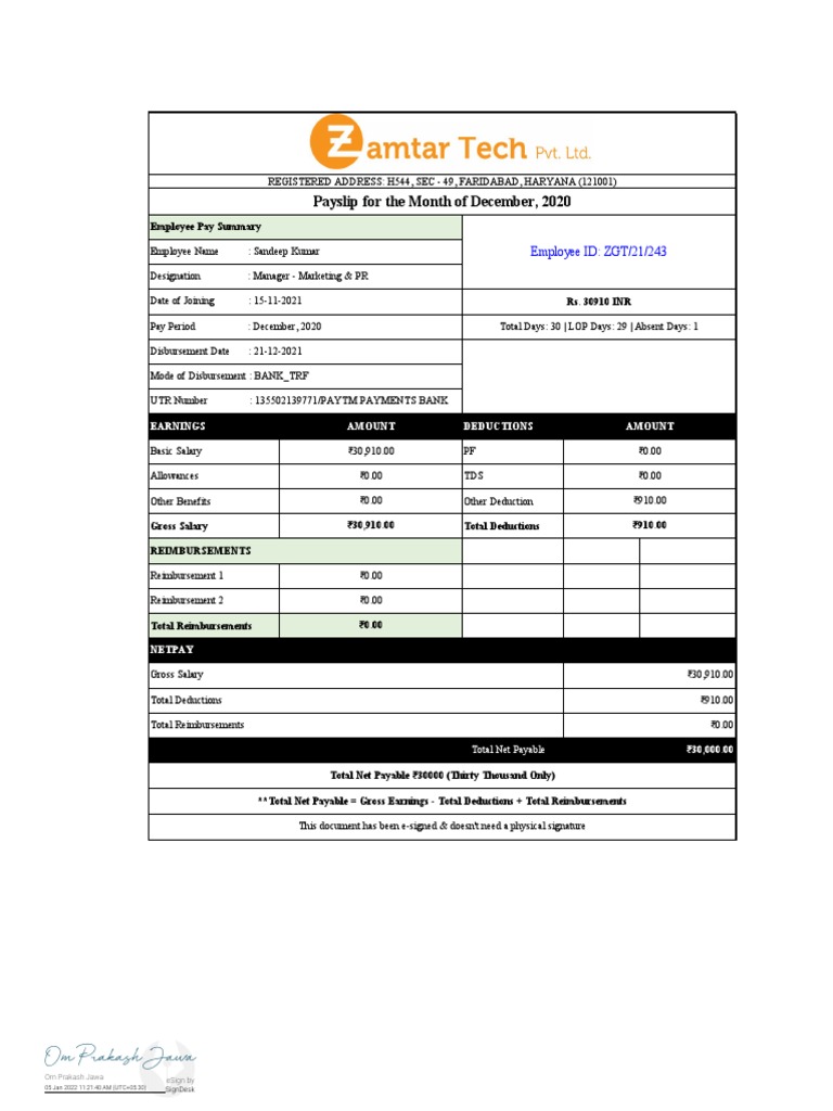 Employee December 2020 Payslip | PDF | Expense | Payments