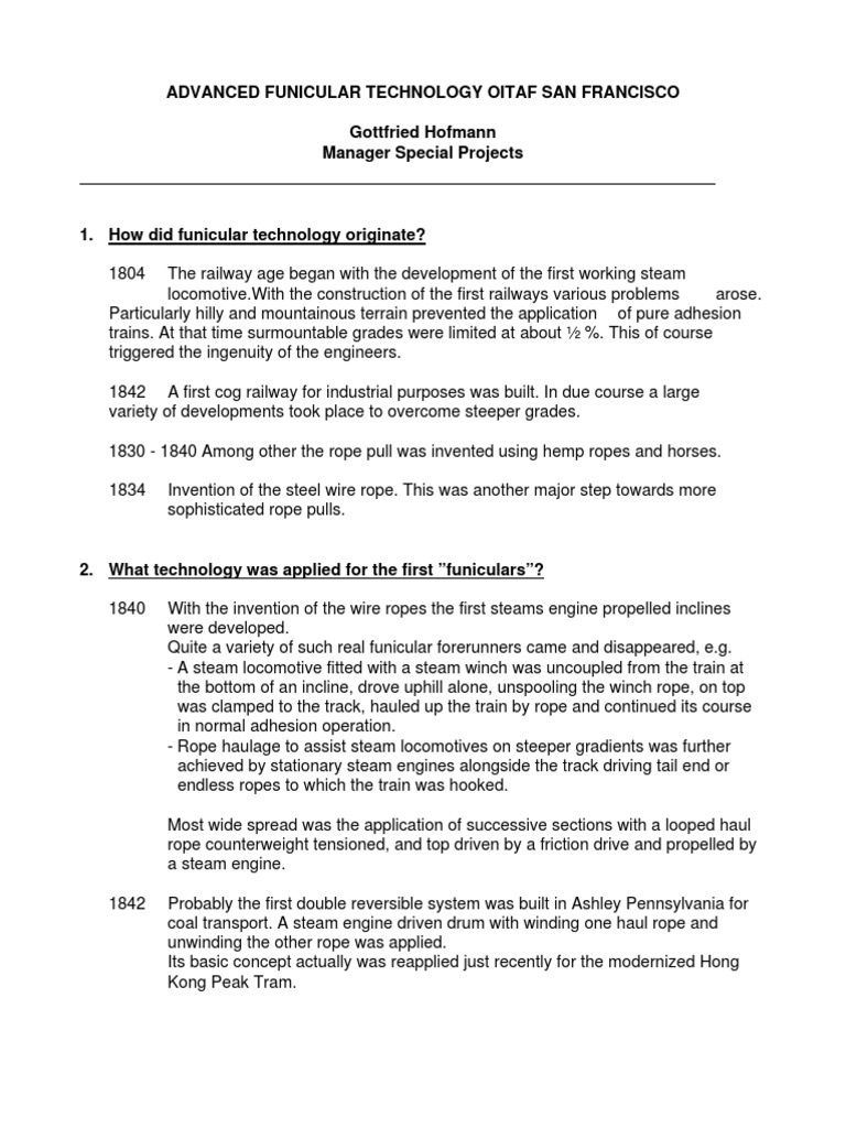 Advanced Funicular Technology | PDF | Track (Rail Transport) | Rail ...