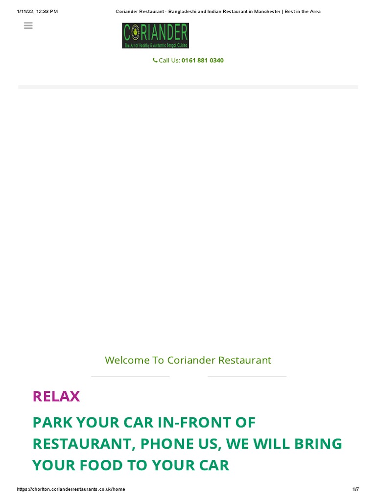 Coriander Restaurant - Bangladeshi and Indian Restaurant in Manchester ...