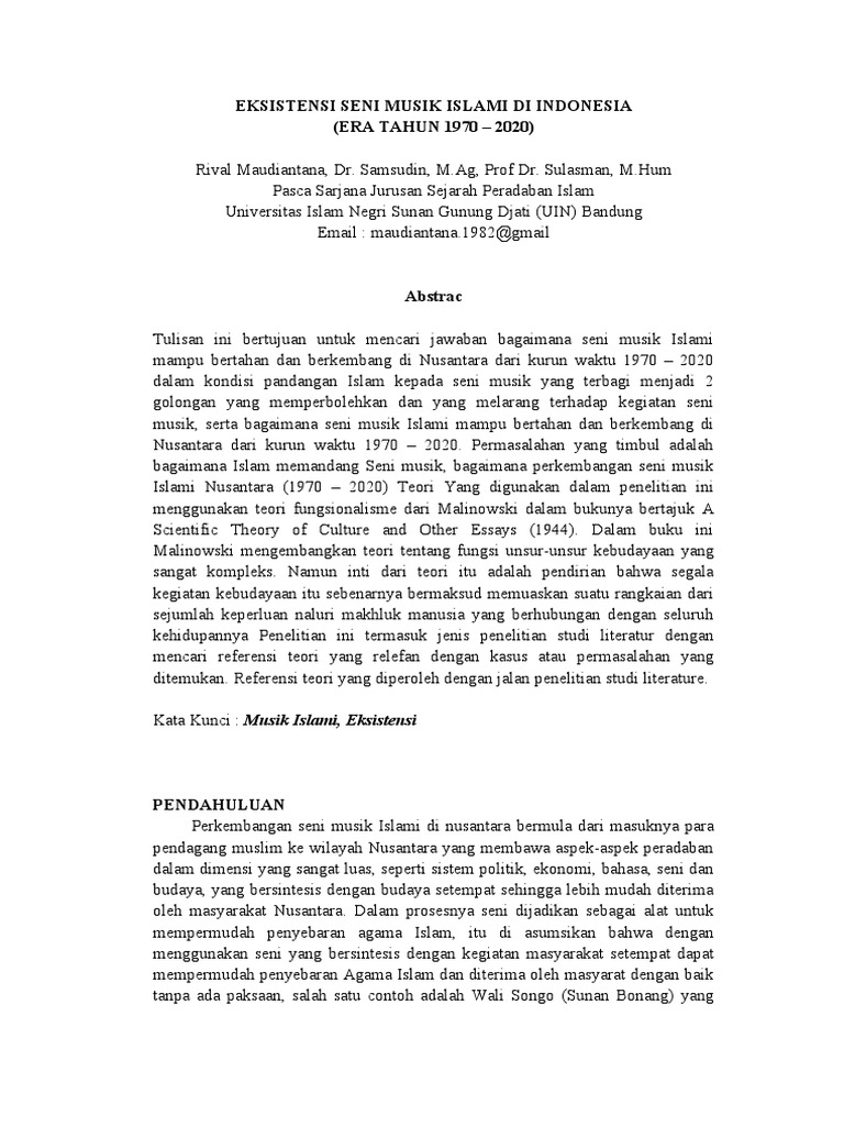 Eksistensi Seni Musik Islami Nusantara | PDF | Ilmu Sosial | Seni