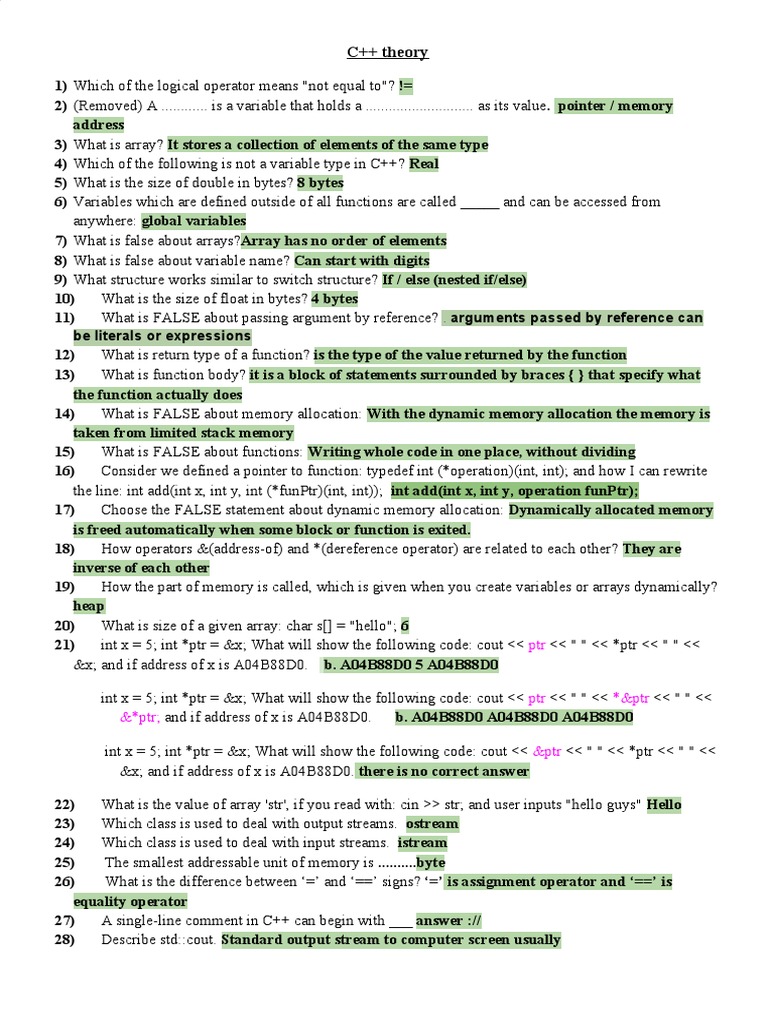 C Theory Pdf Pointer Computer Programming Subroutine