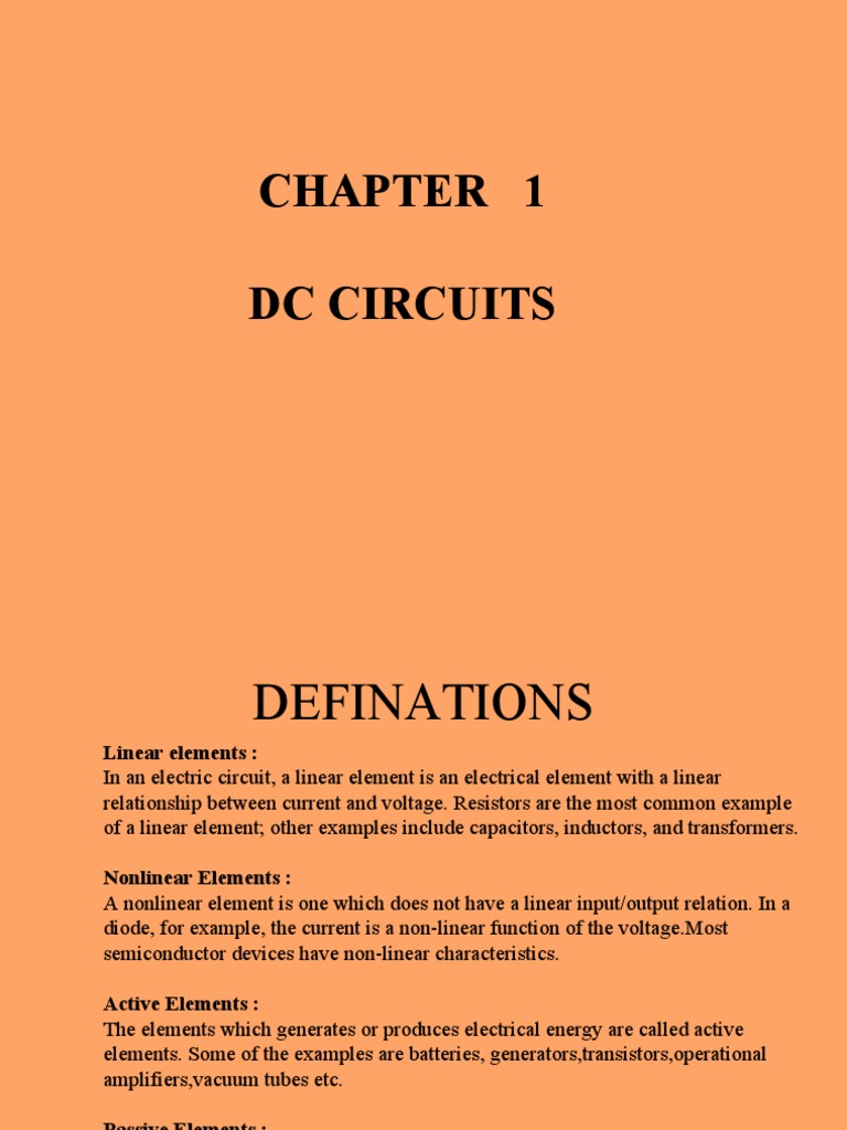 DC Circuits: Elements and Laws Explained | PDF | Electrical Network ...