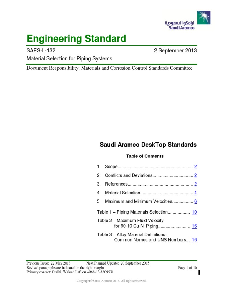 Saes L 132 | PDF | Pipe (Fluid Conveyance) | Oil Refinery