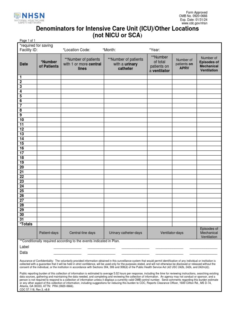 ICU Patient Data Collection Form | PDF | Health Sciences | Health Care