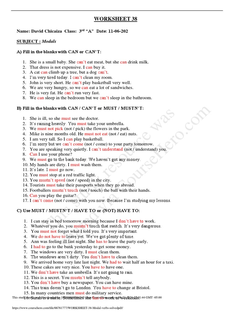 This Study Resource Was: Worksheet 38 | PDF