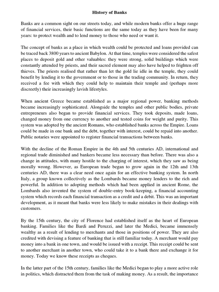 History of Banks | PDF | Banks | Money