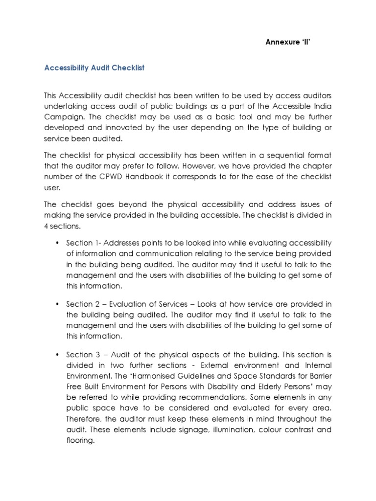 Access Audit checklist-AIC | PDF | Accessibility | Stairs