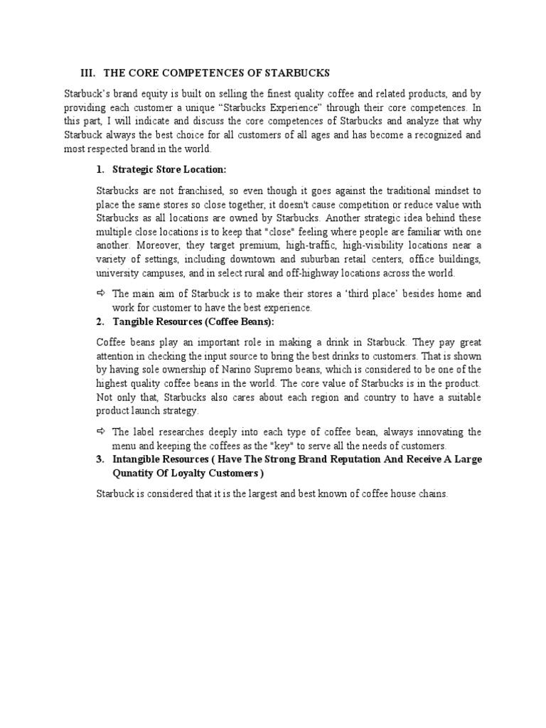 Core Competencies of Starbucks | PDF | Business
