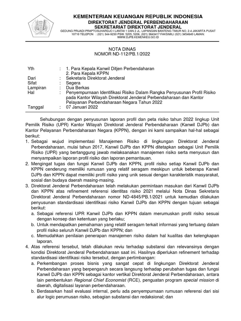 ND 112 | PDF | Pengelolaan Keuangan & Uang