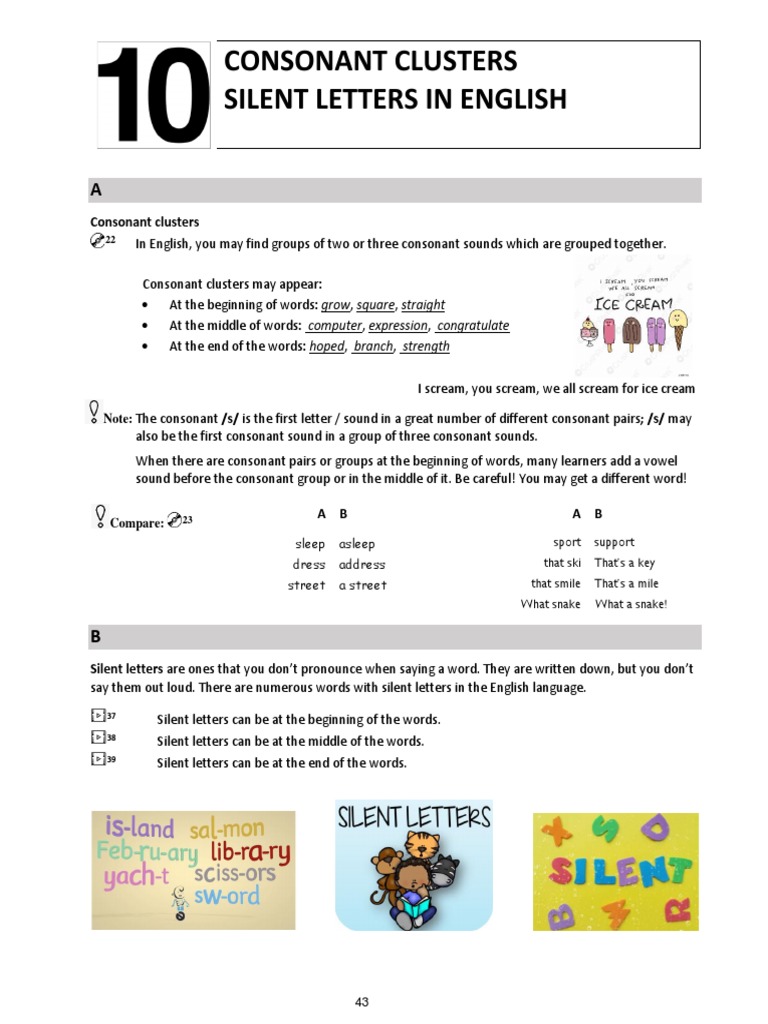 Consonant Clusters Silent Letters in English | Download Free PDF ...