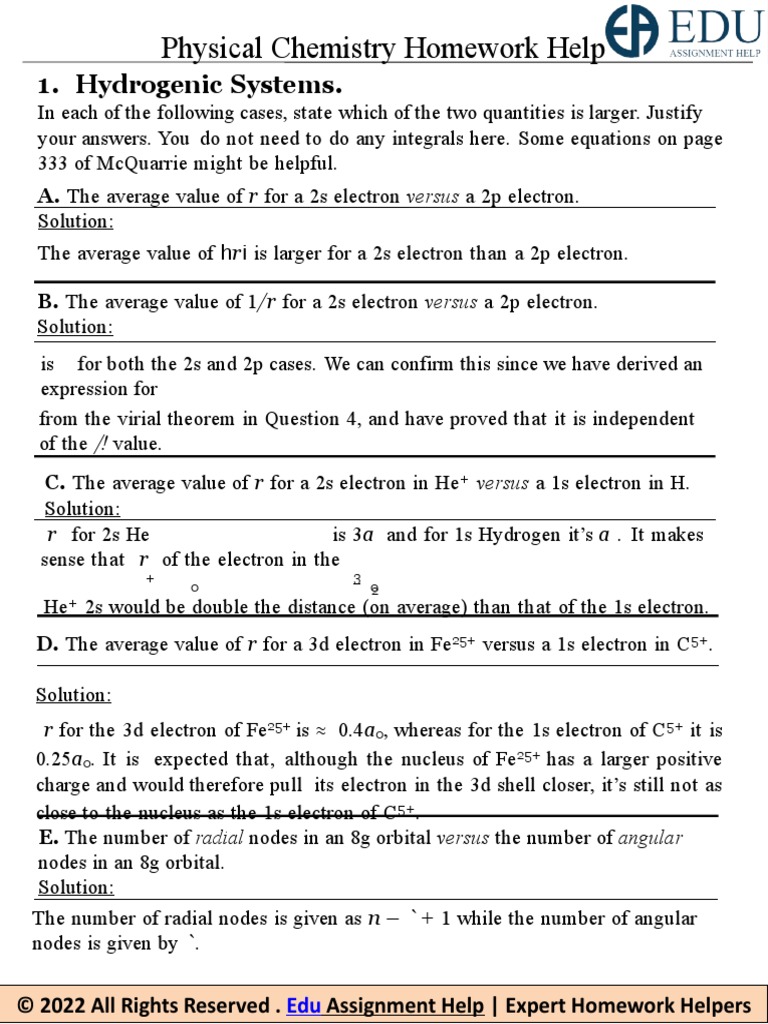 Physical Chemistry Homework Help | Download Free PDF | Atomic Orbital ...
