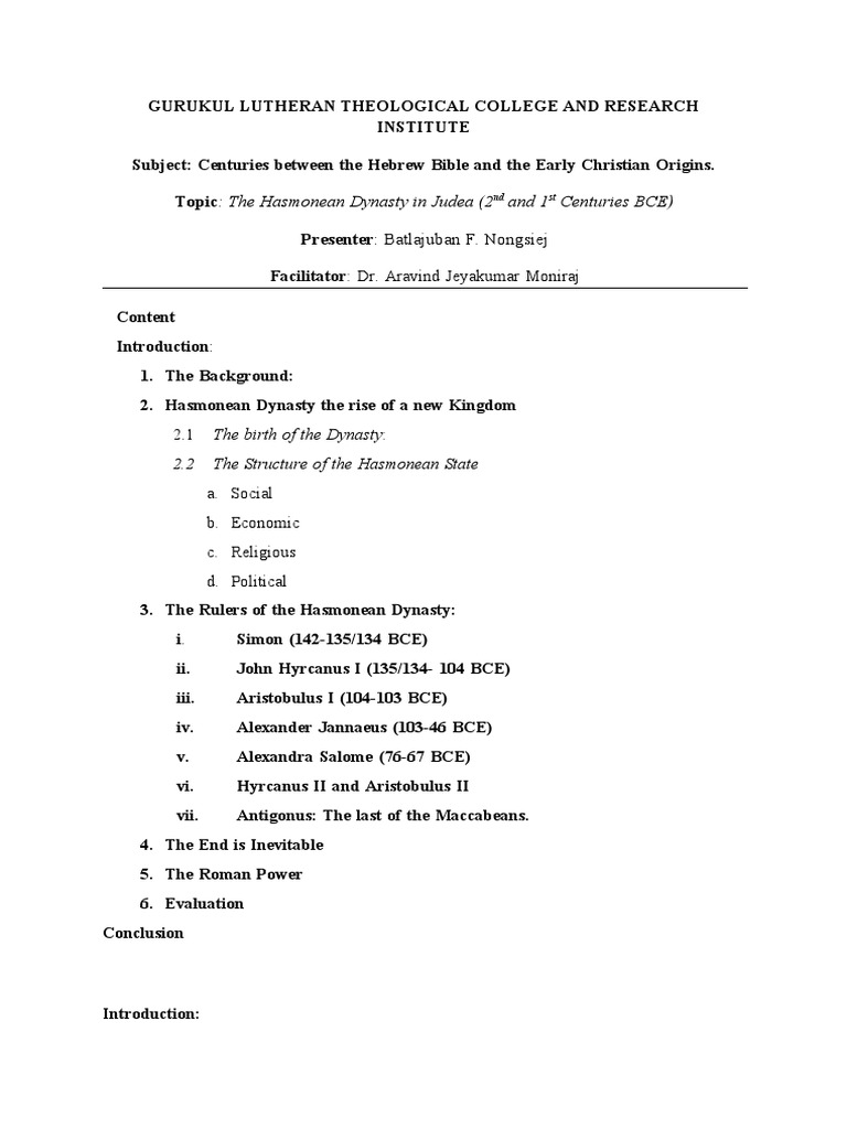 Hasmonean Dynasty | PDF | Hasmonean Dynasty | Maccabees