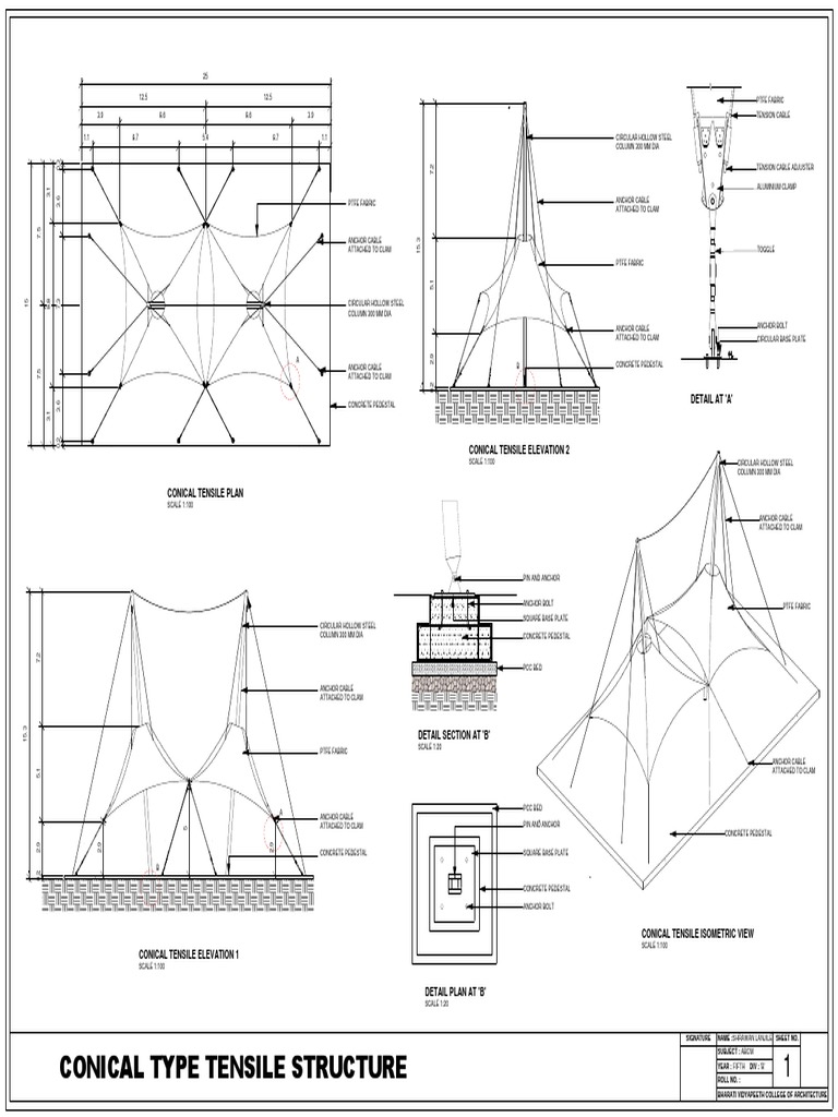 Conical Tensile Structure Design | PDF | Screw | Manufactured Goods