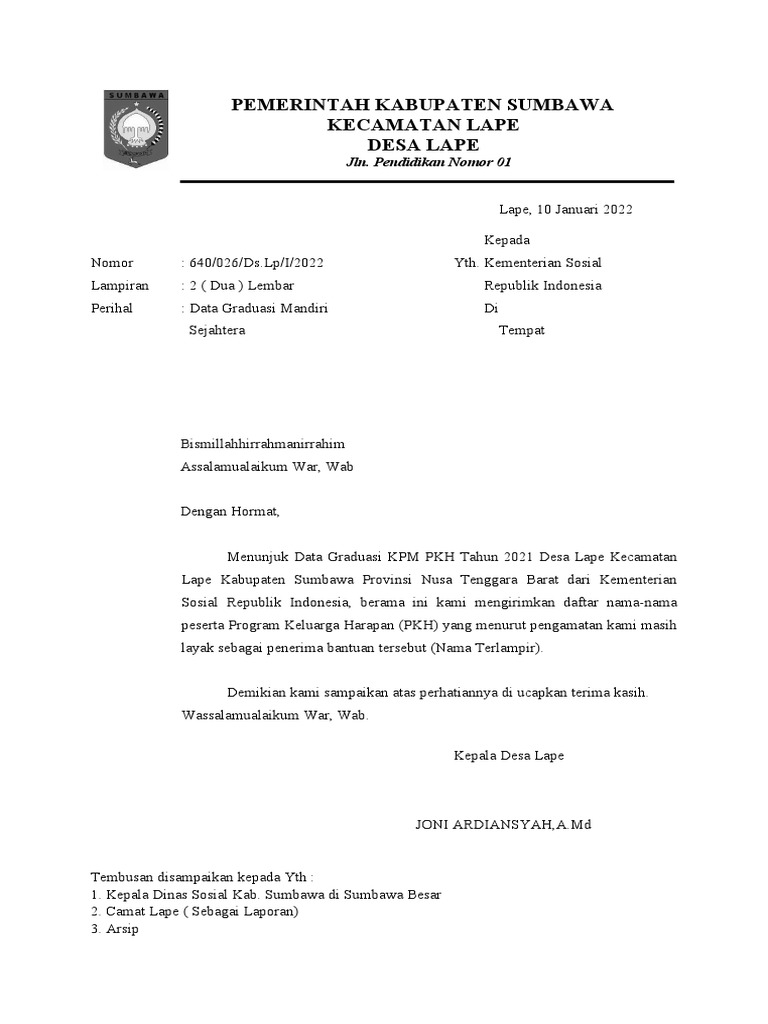 Surat Graduasi PKH | PDF