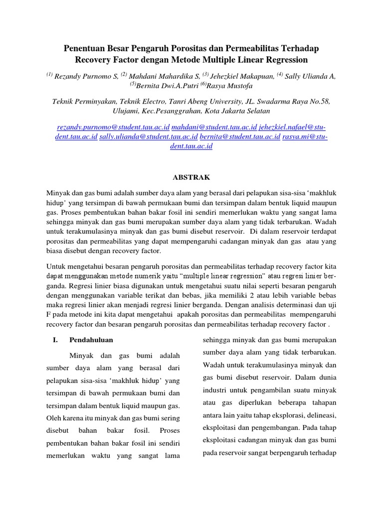 Paper Multiple Linear Regression | PDF