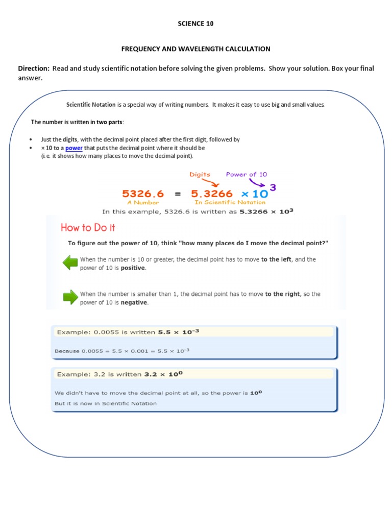Em Waves Equation Worksheet | PDF | Frequency | Waves