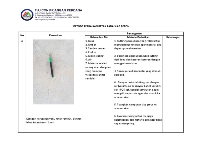 Metode Perbaikan Retak Pada Slab Beton | PDF
