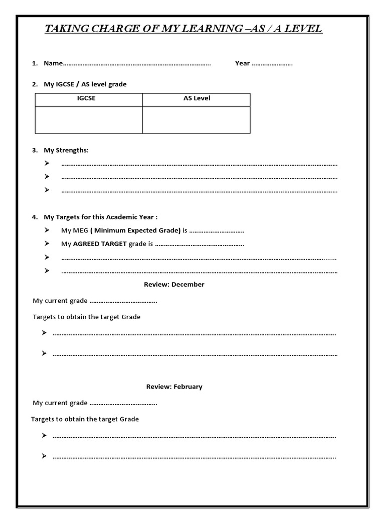 A-Level Learning Progress Tracker | PDF | Career & Growth