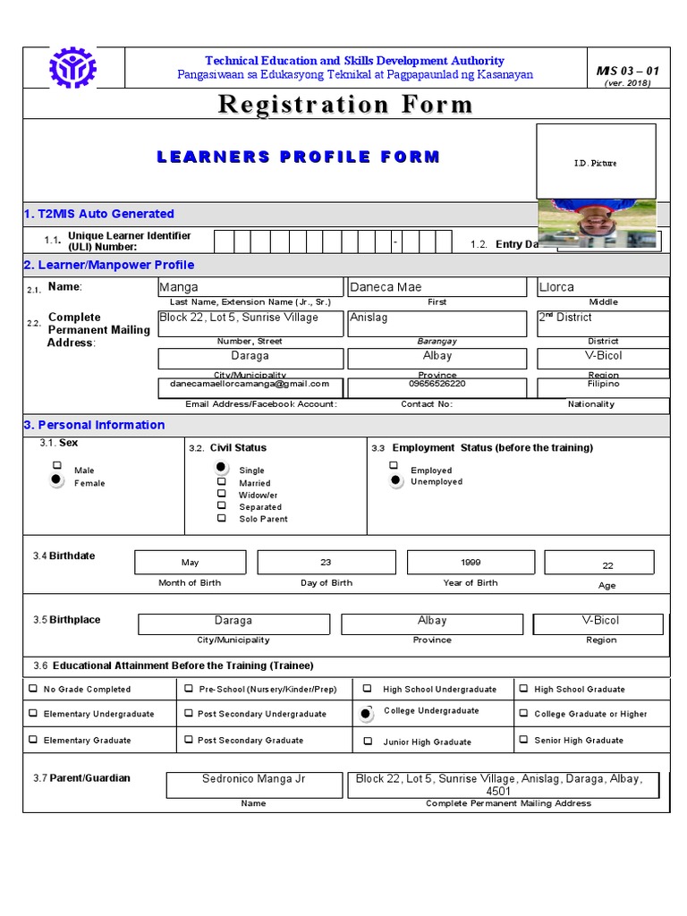 MANGA DM Registration | PDF | Disability
