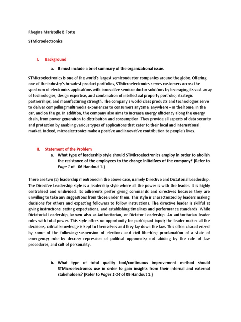 I. Background: Page 1 of 06 Handout 1.) | PDF | Iso 9000 | Employment