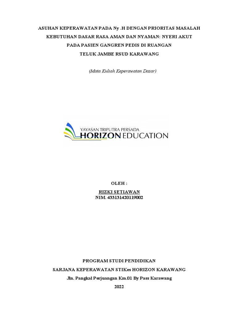 Askep Kelolaan - Rizki Setiawan - Pada Ny. H Di Ruang Teluk Jambe Rsud Karawang | PDF