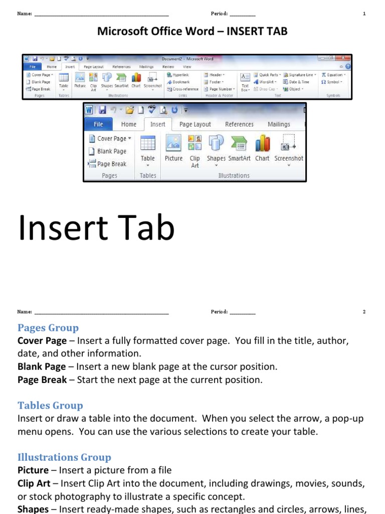 Insert Tab Word 2010 | PDF | Hyperlink | Computer Science