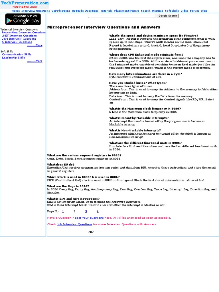 MicroProcessor Interview Questions and Answers 2 | PDF | Central Processing Unit | Computer Science