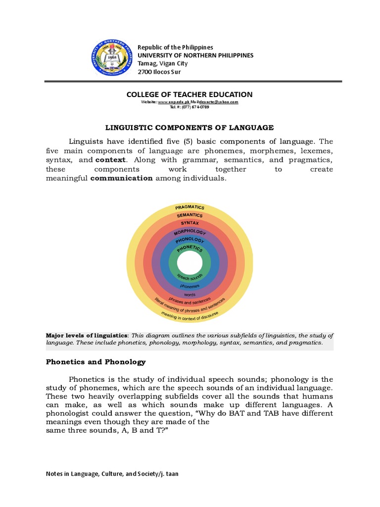 Components of Language | PDF | Word | Morphology (Linguistics)