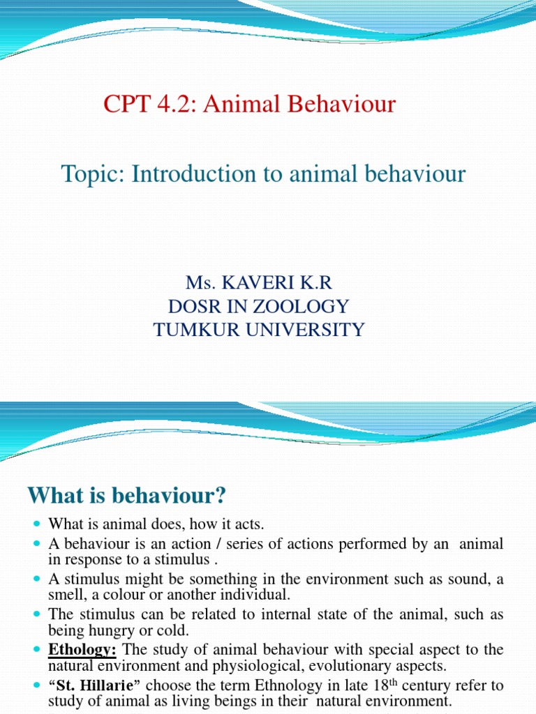 Overview of Animal Behaviour Concepts | PDF | Ethology | Learning
