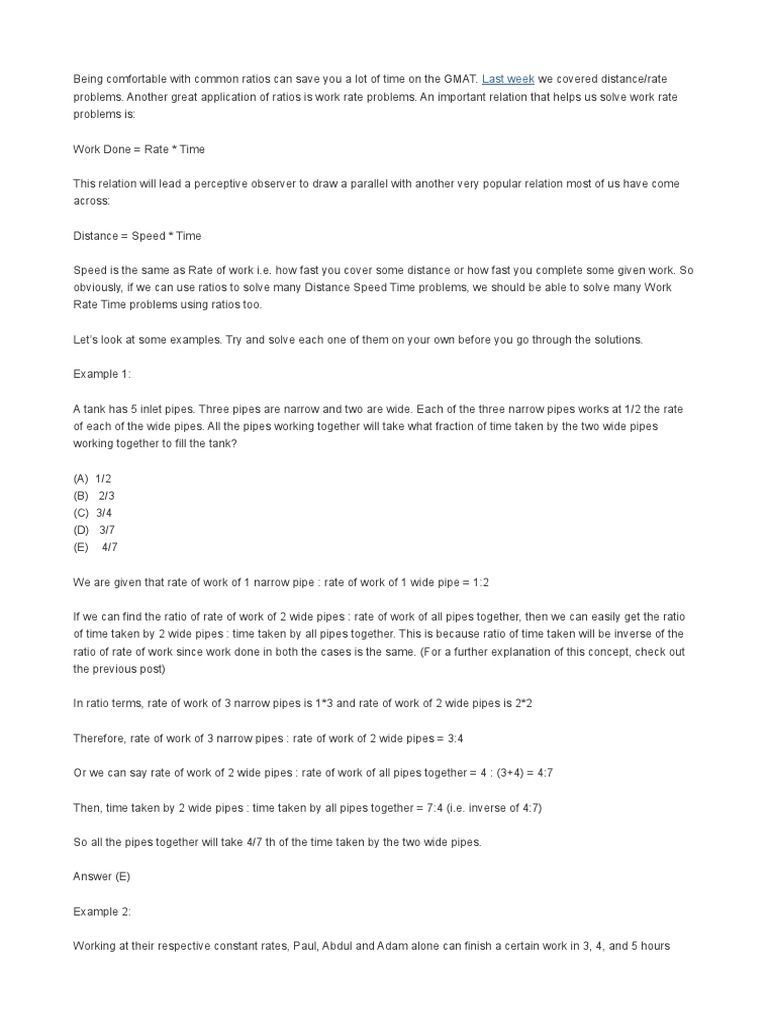 Cracking Work Rate Problems | PDF | Odds | Ratio