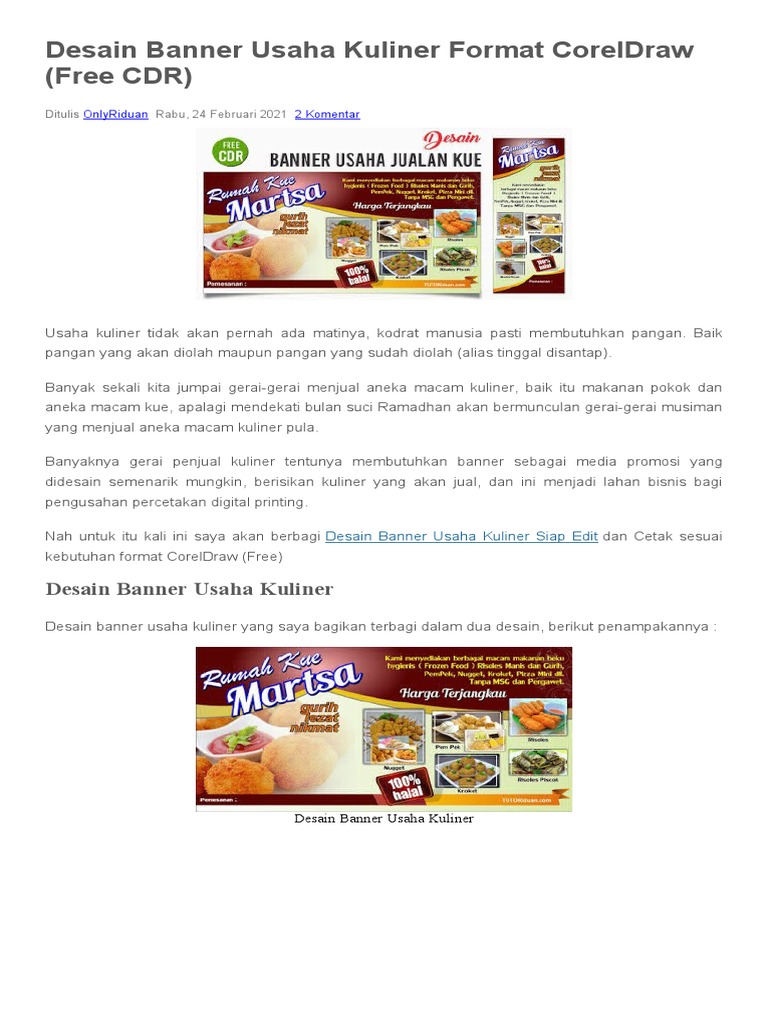 Desain Banner Usaha Kuliner Format CorelDraw | PDF