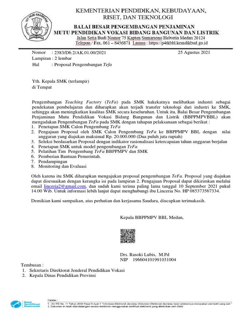 Surat Permintaan Proposal Tefa | PDF