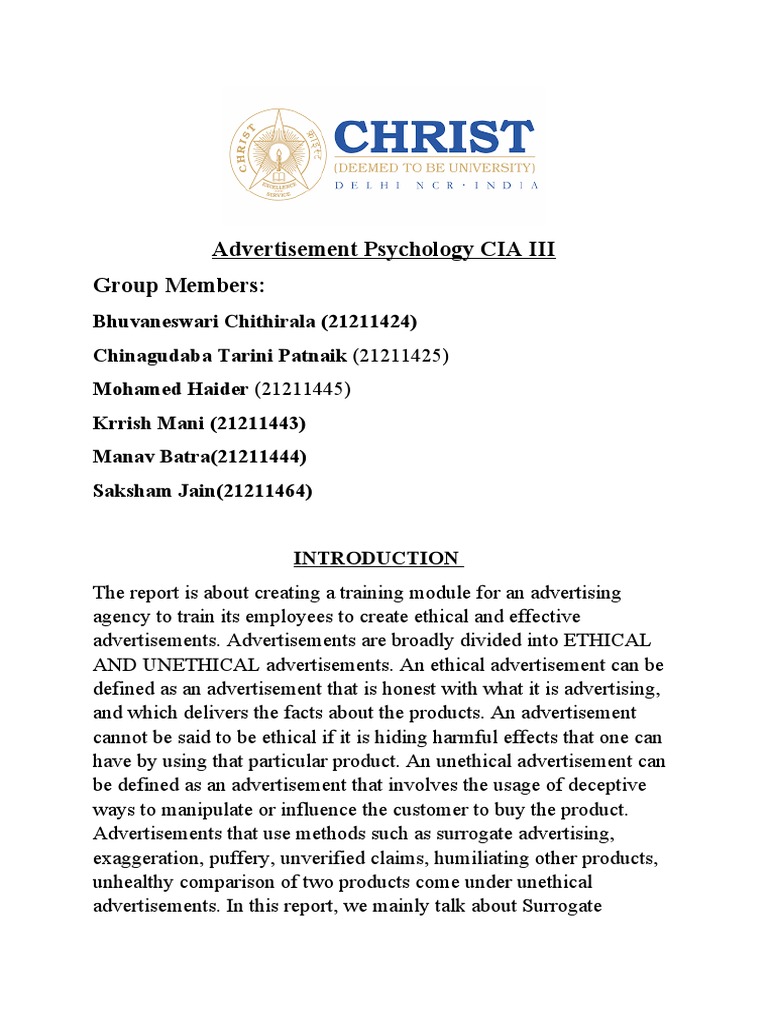 Advertisement Psychology CIA III | Download Free PDF | Advertising