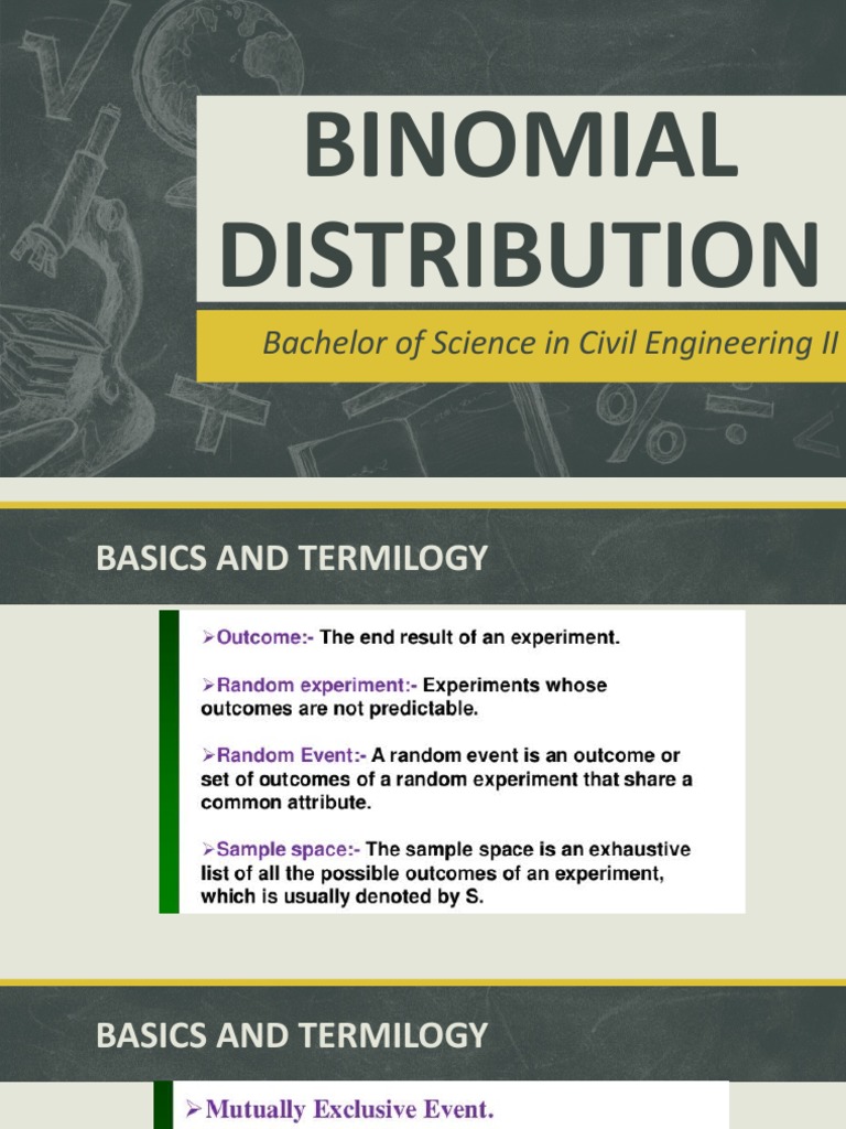 Binomial Distribution: Bachelor of Science in Civil Engineering II | PDF | Probability ...