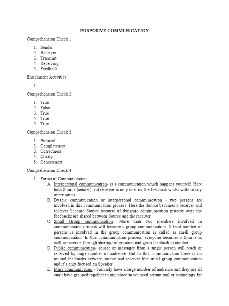 Purposive Communication Answer Key | PDF | Communication | Popular Culture & Media Studies