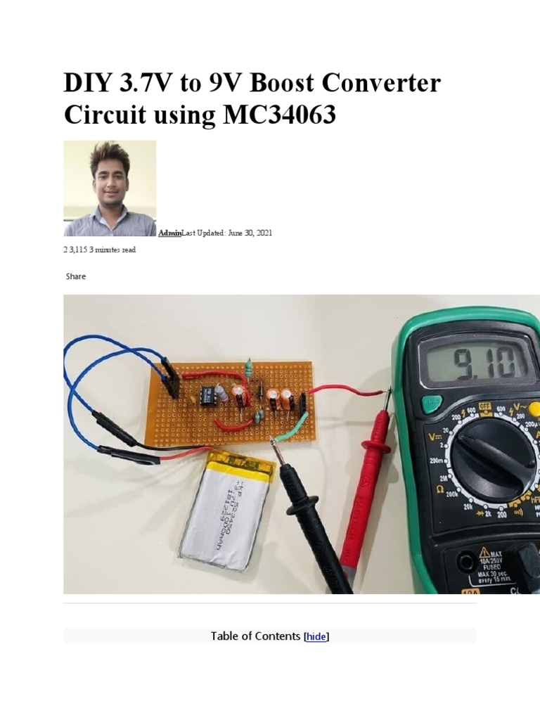 DIY 3.7V To 9V Boost Converter Circuit Using MC34063 | PDF | Electrical Network | Electric Power