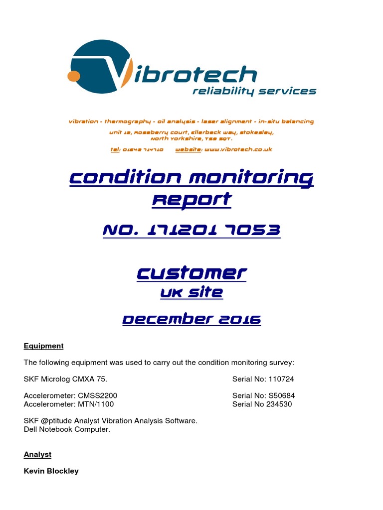 Vibration Condition Monitoring Sample Report 1 | PDF | Transmission ...