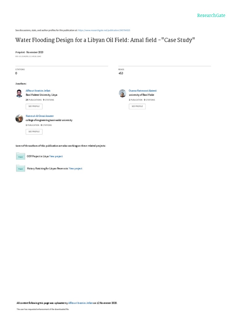 Water Flooding Design For A Libyan Oil Field: Amal Field - "Case Study ...