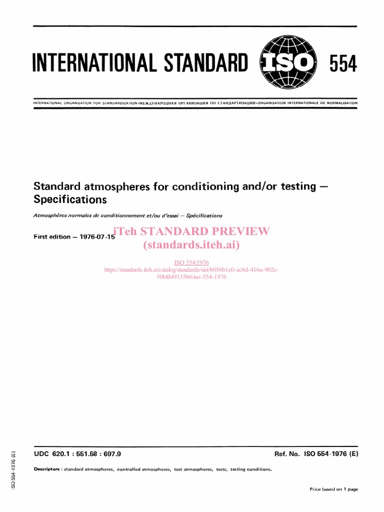 Iso 554 1976 | PDF | International Organization For Standardization ...