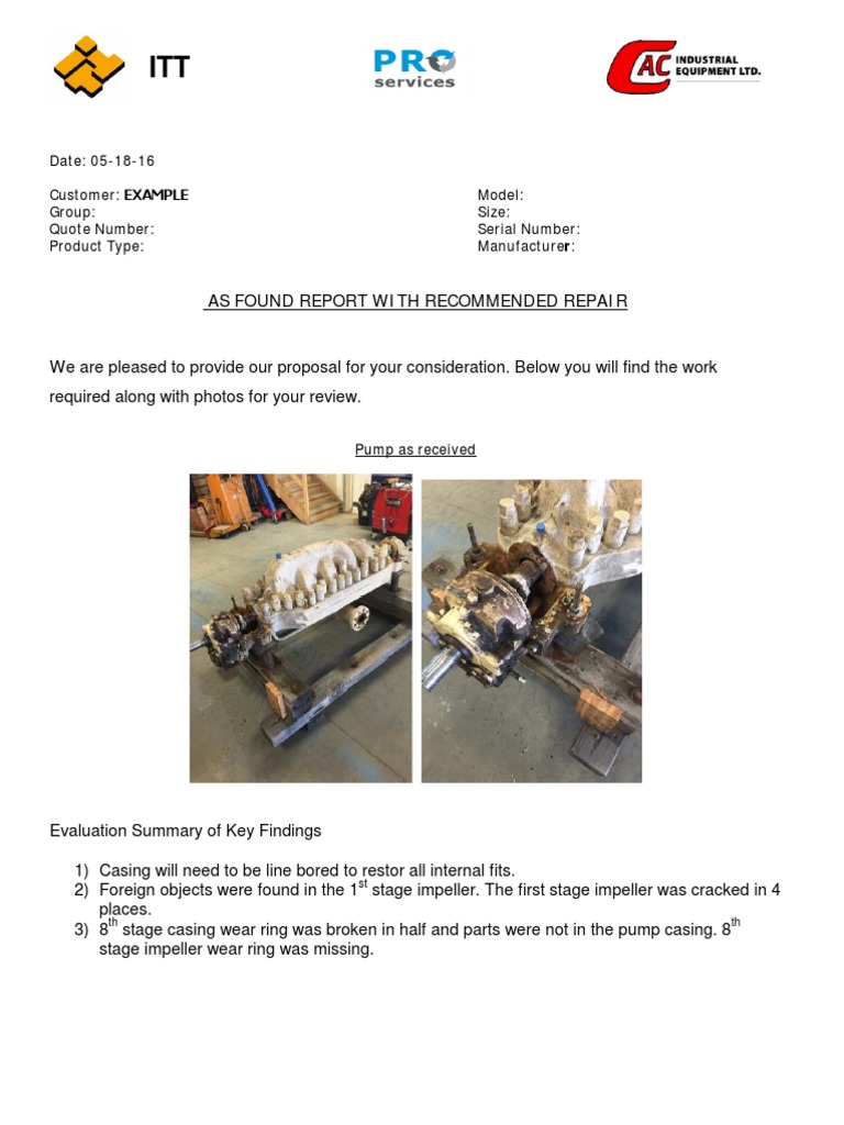 As Found Report With Recommended Repair | Download Free PDF | Bearing ...