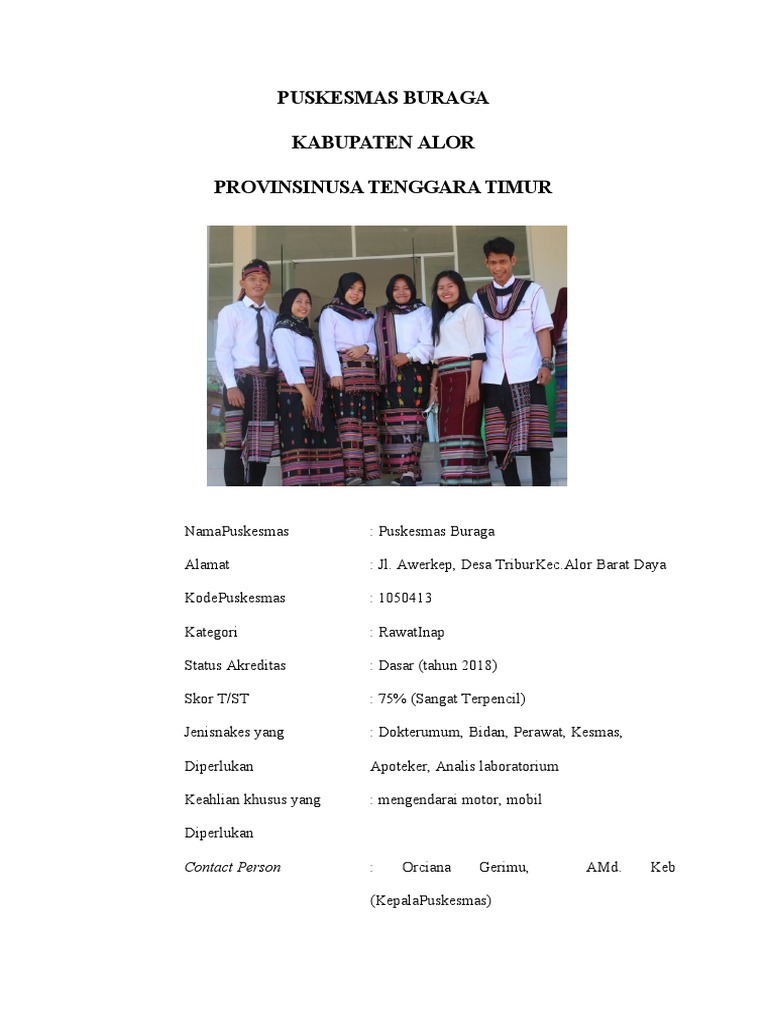 01 - Factsheet Puskesmas Buraga (Alor NTT) | PDF