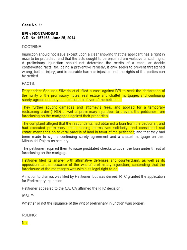 Rule 58 Digests | PDF | Foreclosure | Injunction