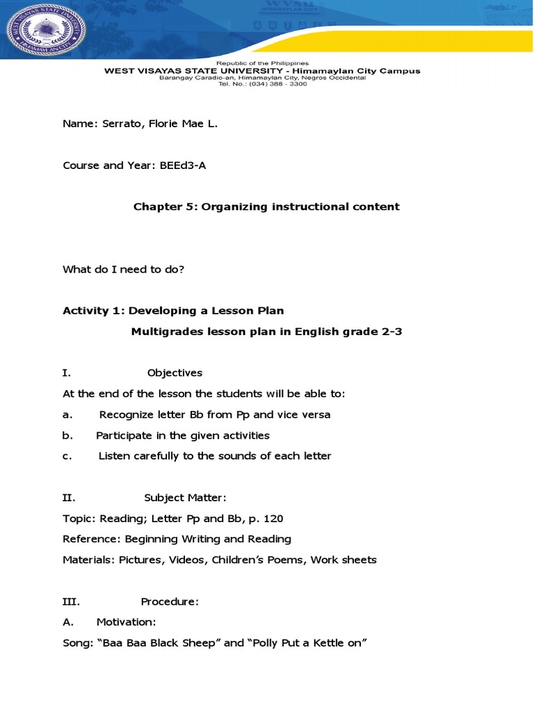 Chapter 5: Organizing Instructional Content | PDF | Lesson Plan | Teachers