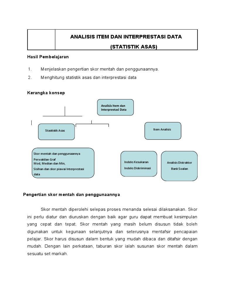 Statistik Asas, Analisis Item Dan Interpretasi Data | PDF