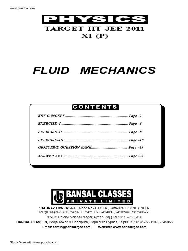 Fluid Mechanics: Physics | PDF | Pressure | Fluid Dynamics