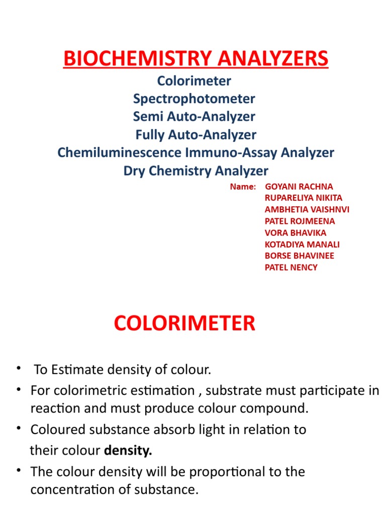 Biochemistry Analyzers | PDF | Optical Filter | Light